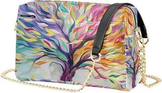 Mnsruu Sacs à bandoulière pour femme, sac à main en cuir avec peinture darbre coloré