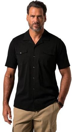 JP1880 Hommes Grandes Tailles L-8XL Chemise en Jersey, Manches Courtes et col cubain, Coupe Cuba-Fit - Jusquau 8 XL Noir 7XL 840087100-7XL