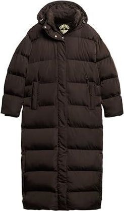 Superdry Maxi Hooded Puffer Coat Veste pour femme, Marron caf&eacute;, 38