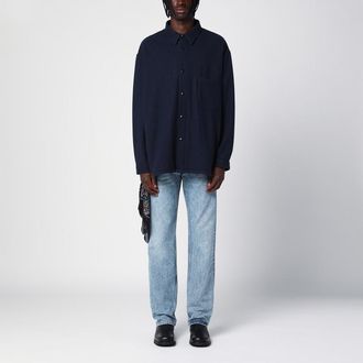 Destin Dark blue wool and cashmere overshirt