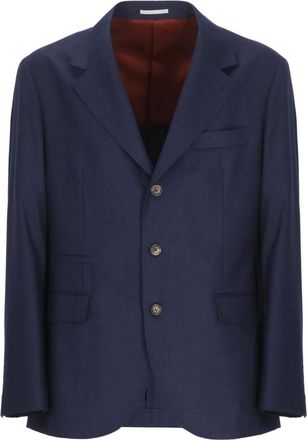 Brunello Cucinelli Homme, Vestes, Bleu, Taille: 2XL Veste en Laine Bleue Col Classique