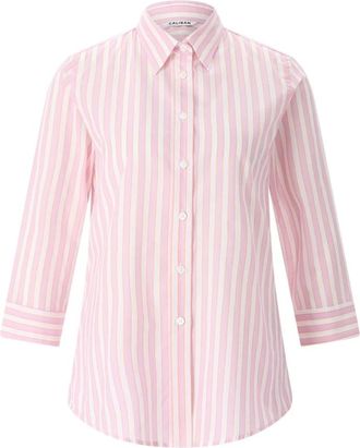 Caliban Femme, Blouses et Chemises, Rose, Taille: 44 FR Blouse en coton ray&eacute;