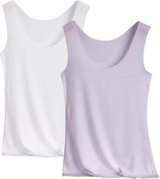 Generic D&eacute;bardeur Femme 3 pi&egrave;ces Basique Tops Femme Maillot de corps sans manches Col rond Cami D&eacute;bardeurs Stretch Sous-v&ecirc;tements Chemises Sport Maillot de co