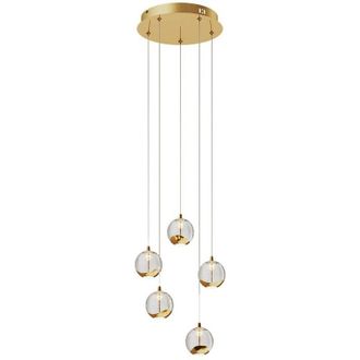 Lucande Neuwertig] Lucande Led Pendelleuchte Hayley H&auml;ngelampe Deckenlampe Lampe 5 Flmg Glas G629 B-Ware