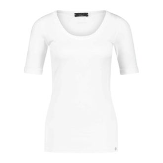 Marc Cain Shirt aus elastischem Baumwoll-Jersey - - Tops - Damen - Wei&szlig; - 3XL