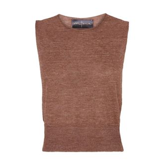 Cortana Femme, Pulls, Brun, Taille: 36 FR Gilet en maille de lin Clay