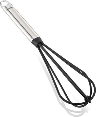 Leifheit Schneebesen 32 cm NylonSterling-Serie, Rührbesen aus rostfreiem Edelstahl mit Nylon zum Kochen ohne Kratzer, Rührstab mit ovalem Griff und praktischer