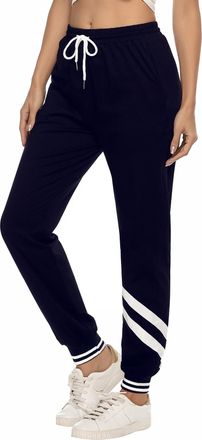 iClosam Jogginghose Damen Lang Baumwolle Sporthose Freizeithose Trainingshose High Waist Sweatpants Lounge Hose für Frauen Outdoorhose mit Streifen für Joggin