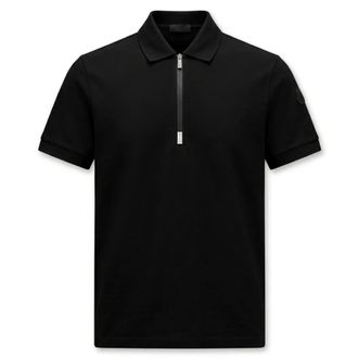 Moncler Homme, Tops, Noir, Taille: XL Polo &agrave; demi-zip