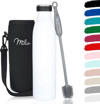 Milu Edelstahl Trinkflasche 350ml 500ml 750ml 1L 1,5L - Thermosflasche, Isolierte Wasserflasche, Auslaufsichere Isolierflasche doppelwandig, Kohlensäure ge