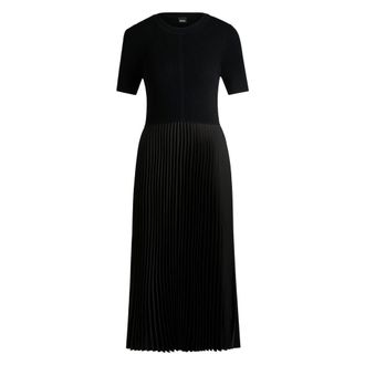 HUGO BOSS Femme, Robes, Noir, Taille: 40 FR Robe Fluide Pliss&eacute;e