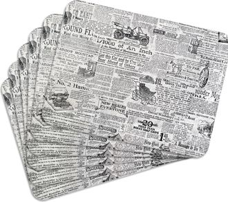 MG Design Set aus 6 Kork-Platzsets - Old Paper - 30 x 40 cm - hitzebest&auml;ndig & abwischbar, mit Korkr&uuml;ckseite