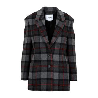 Msgm Tartan Wollmischungsblazer - - Jackets - Damen - Grau - M