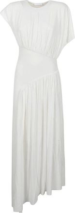 Paco Rabanne Femme, Robes, Blanc, Taille: 36 FR Robe longue avec d&eacute;tails fronc&eacute;s