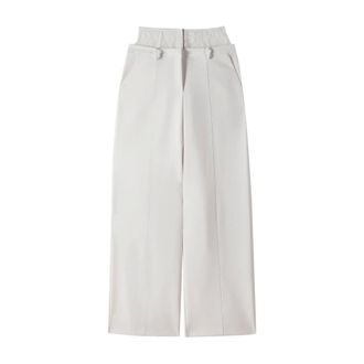 Patrizia Pepe Femme, Pantalons, Beige, Taille: 40 FR Pantalon palazzo avec taille en dentelle