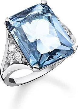 Thomas Sabo TR2339-059-1 Bague pour femme en argent sterling 925 avec pierre aqua, 56, Argent, Aucune pierre précieuse