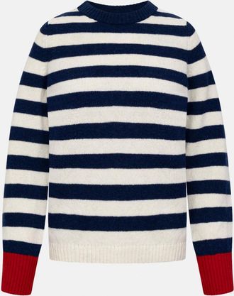 Erib&eacute; ERIB&Eacute; Pullover Stobo Damen Blau Wei&szlig; Rot Fairisle Gestrei