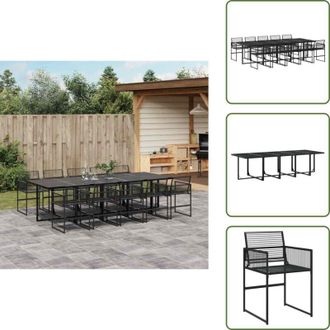 vidaXL 11-tlg. Garten-Essgruppe Schwarz Poly Rattan - Gartentisch - Esstisch - Gartenm&ouml;bel - Outdoor M&ouml;bel - Terrassenm&ouml;bel - The Living Store