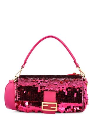 Fendi Baguette NM Bag Sequins Medium shoulder bag - Rose