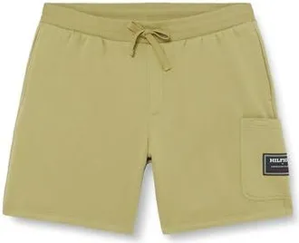 Tommy Hilfiger Short de Jogging Homme Flag Logo Badge Court, Vert (Faded Olive), S