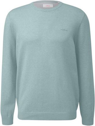 s.Oliver Rundhalspullover Pullover (1-tlg) Rundhals-Ausschnitt, langarm, Logo-Stickerei