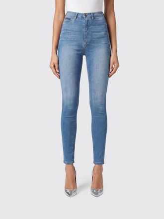 Philipp Plein Jean skinny court taille haute en denim stretch avec logo