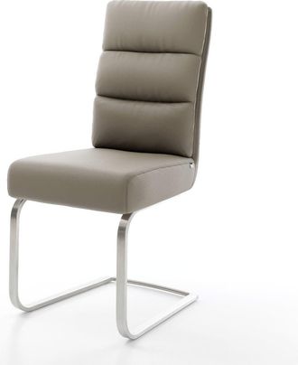 DELIFE Freischwinger Pela-Flex Echt-Leder Schlamm Freischwinger flach Edelstahl Taschenfederkern, Esszimmerstühle