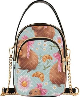 Mnsruu Sac à bandoulière pour femme avec noeud Capybara - Sac à dos à bandoulière avec sangle réglable