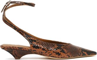 Vic Mati&eacute; Femme, Chaussures, Brun, Taille: 38 EU Escarpins Slingback Pointus en Cuir Effet Python