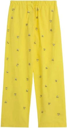 A Paper Kid Femme, Pantalons, Jaune, Taille: 38 FR Pantalon Large en Popeline