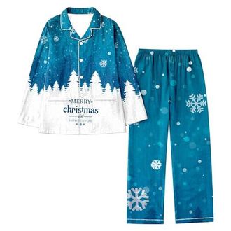 Generic Ensemble de pantalons d&eacute;contract&eacute;s &agrave; manches longues pour femme Motif flocons de neige, blanc, XXL