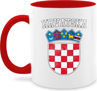 Shirtracer Tasse Tassen 325ml - Fu&szlig;ball EM WM - Kroatien Wappen Hrvatska Krotatisch - 325 ml - Rot - 2024 fussball croatia fanartikel europameisterschaft croatia