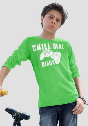 Kidsworld Langarmshirt CHILL MAL DIGGA Langarm, Basic-Passform, mit peppigem Aufdruck