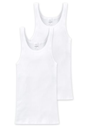 Schiesser Herren 2 Pack Ohne Arm - Essential Doppelripp Unterhemd, Weiss_205172, XL EU