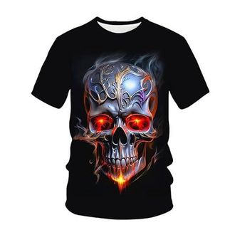 Generic T-shirt &agrave; manches courtes pour homme Motif t&ecirc;te de mort 3D Halloween, Halloween-05, 3XL
