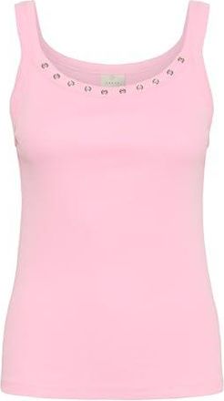 Kaffe Womens Tank Top Round Neck Slim Fit Jersey Top Eyelets Sleeveless