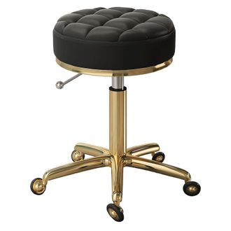 Generic Adjustable Rolling Work Stool Swivel Chair with Gold Hydraulic Lift and Stable Metal Base Comfortable Salon Stool for Aesthetics Hairdressing Manicure