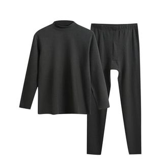 Generic Pyjama Homme Hiver Pyjama Polaire Homme Ensemble sous-V&ecirc;tements Thermiques Col Rond Fins pour Mi-Saison Tenue de Base L&eacute;g&egrave;re et Respirante
