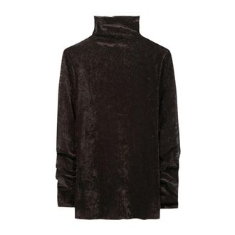 Luisa Cerano Samt-Turtleneck-Shirt - - Knitwear - Damen - Braun - XL