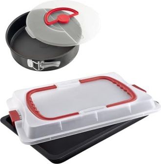 Dr. Oetker Dr Oetker 9922850 Backblech Set 2 Backbleche mit Deckel, Backblech, Springform, Backblech, Backblech, Stahl, 42 x 29 x 4 cm und 26 x 7 cm