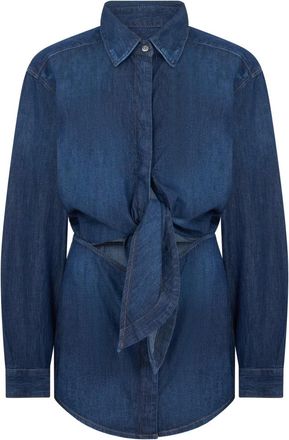 Diesel Femme, Blouses et Chemises, Bleu, Taille: 38 FR Veste en jean avec ceinture