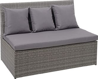 Mendler Poly-Rattan 2er Sofa HWC-G16, Lounge-Gartenbank Sitzbank Sessel, Gastronomie 120cm - grau, Kissen dunkelgrau