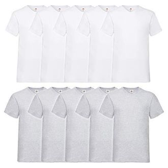Fruit Of The Loom Lot de 10 t-shirts col V pour homme, Multicolore (blanc/gris)., XXL