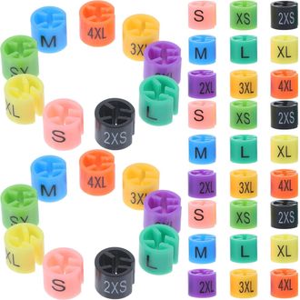 NUOBESTY 90 St&uuml;ck Farbcodierte Kunststoff Gr&ouml;&szlig;enmarkierungen f&uuml;r Kleiderb&uuml;gel Langlebige Gr&ouml;&szlig;enclips f&uuml;r Bekleidung Einfache Anbringung Zuf&auml;llige Farbe Zuf&auml;lli