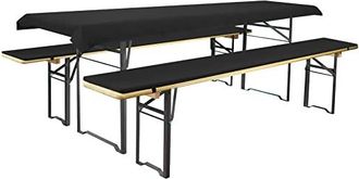 Brandsseller Lot de 3 - Ensemble de Coussins pour Mobilier de Brasserie 2 Coussins de Banc rembourr&eacute;s 220x25 cm et 1 Nappe 240x70 pour tous Table de Jardin ou Chap