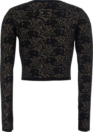 Elisabetta Franchi Lace-Effect Knit Cardigan - Black