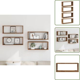 vidaXL W&uuml;rfel-Wandregale 4 Stk. Altholz-Optik 60x15x23 Holzwerkstoff - Wandregal - Wandregale - W&uuml;rfelaufbewahrung - W&uuml;rfelregal
