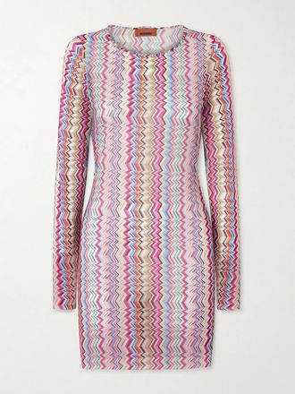 Missoni Minikleid Aus Gestreiftem Stretch-jersey - Pink
