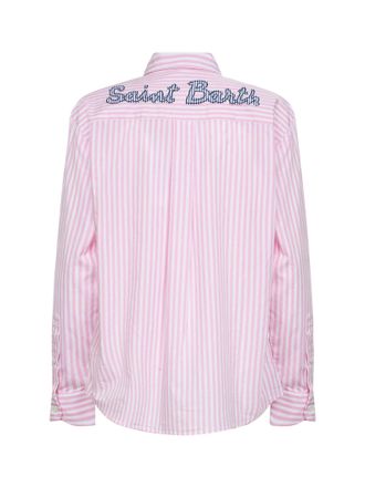 MC2 Saint Barth Womens Shirt Brigitte Pink-White Cotton