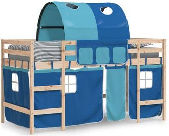 vidaXL Vidaxl - Lit mezzanine enfants avec tunnel bleu 80x200cm bois pin massif